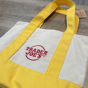 Bags | Yellow Trader Joes Mini Canvas Tote Bag | Poshmark